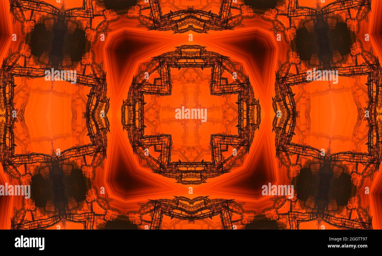 Architectural orange blueprint background. Orange kaleidoscope, modern ...