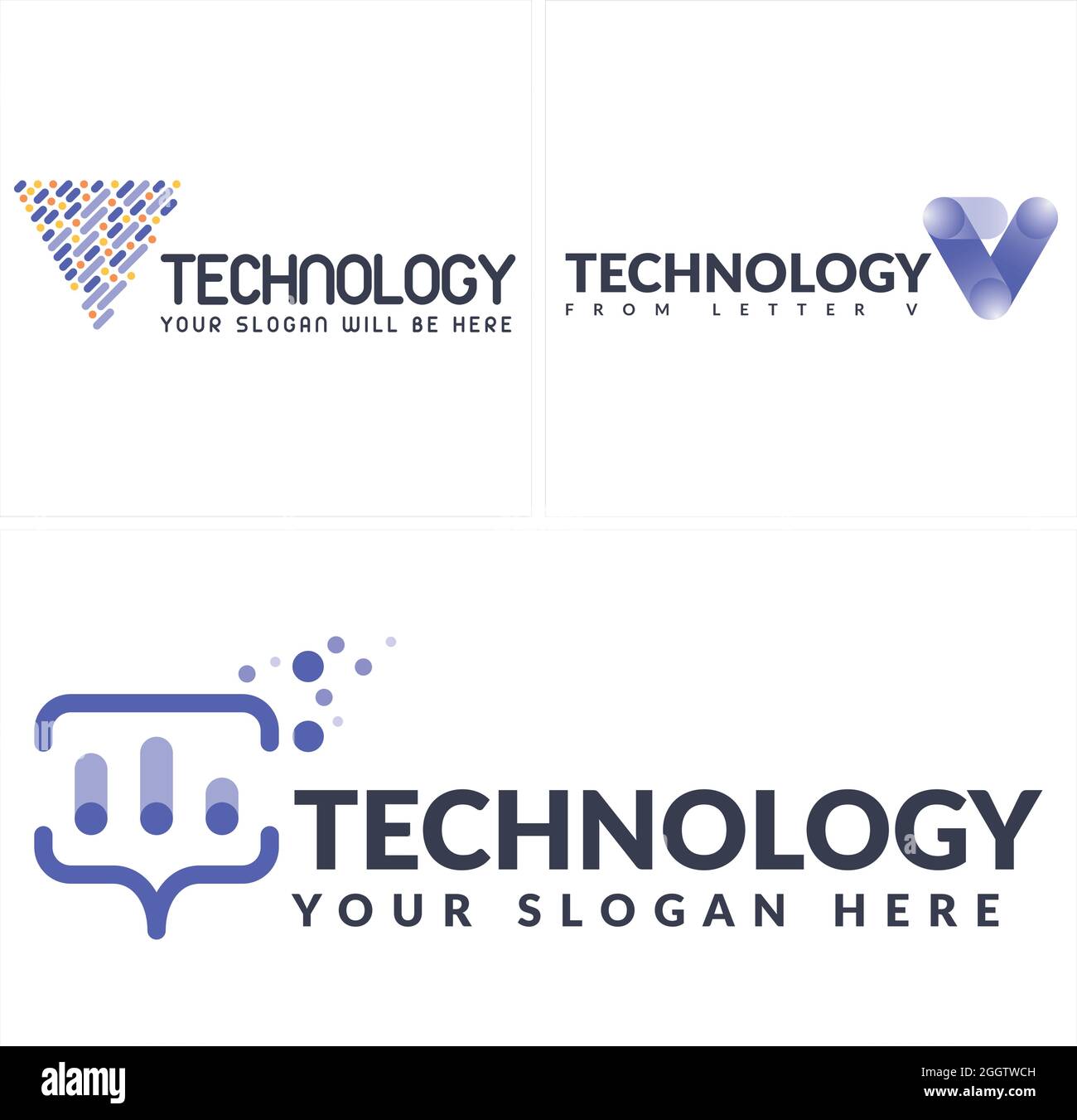Technology v tech communications network logo design Stock Vector Image ...