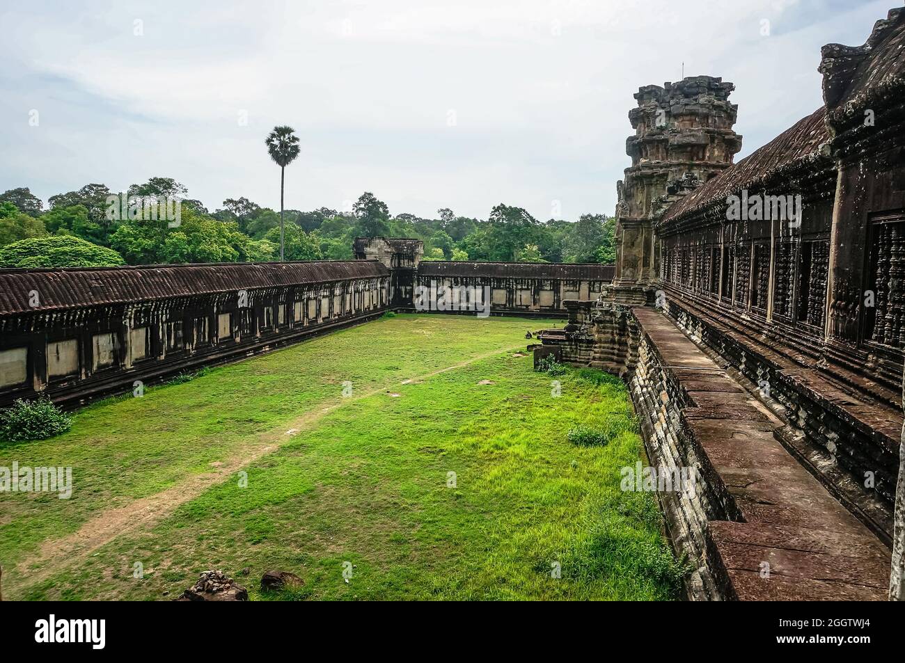 the backyard of the main temple in the temple complex Angkor Wat. The ...