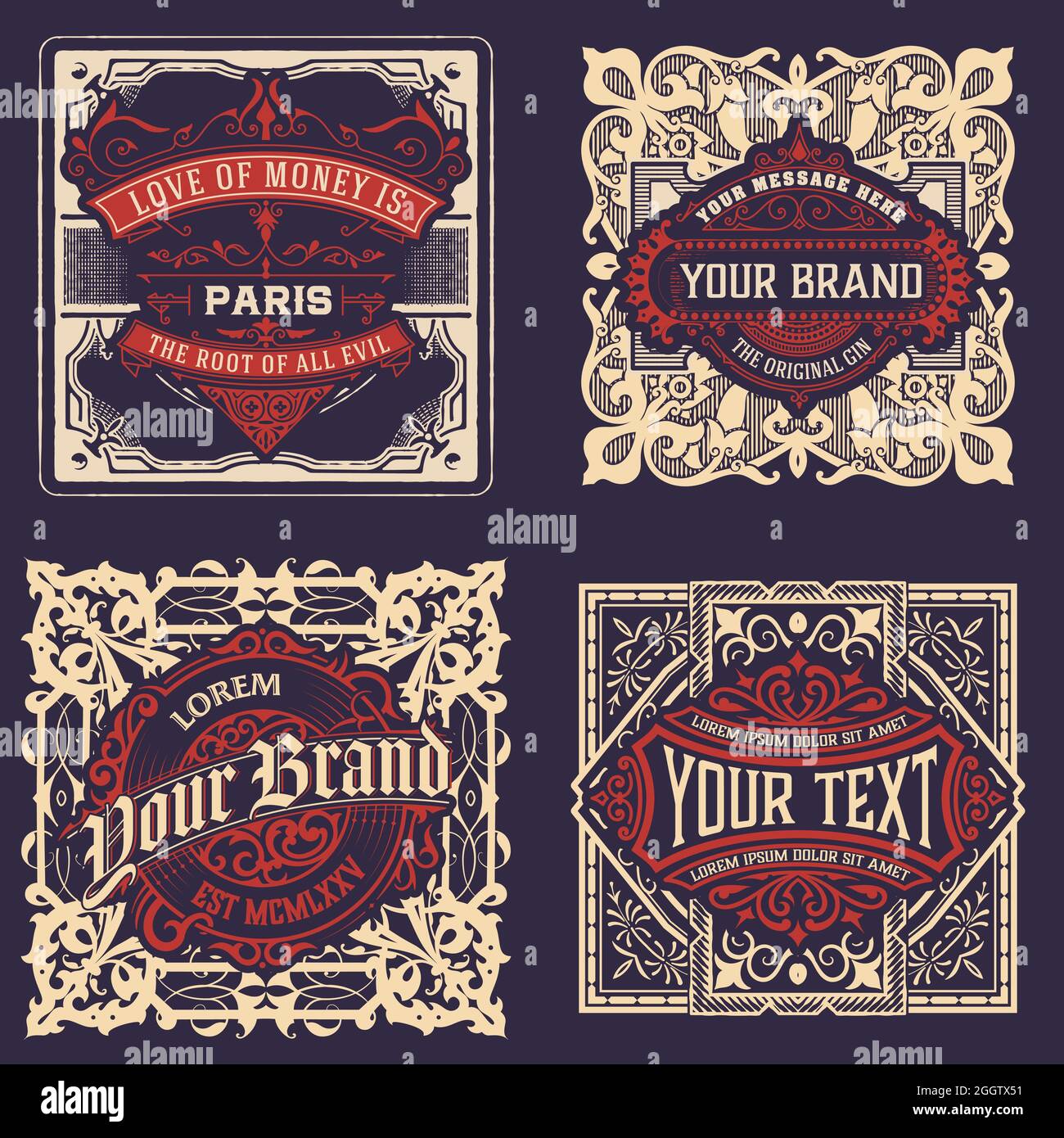 Set of 4 vintage labels for packing Stock Vector Image & Art - Alamy