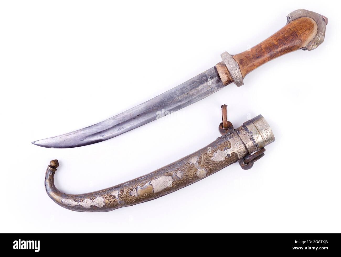 Moroccan curved dagger with scabbard from the 19th century Stock Photo ...