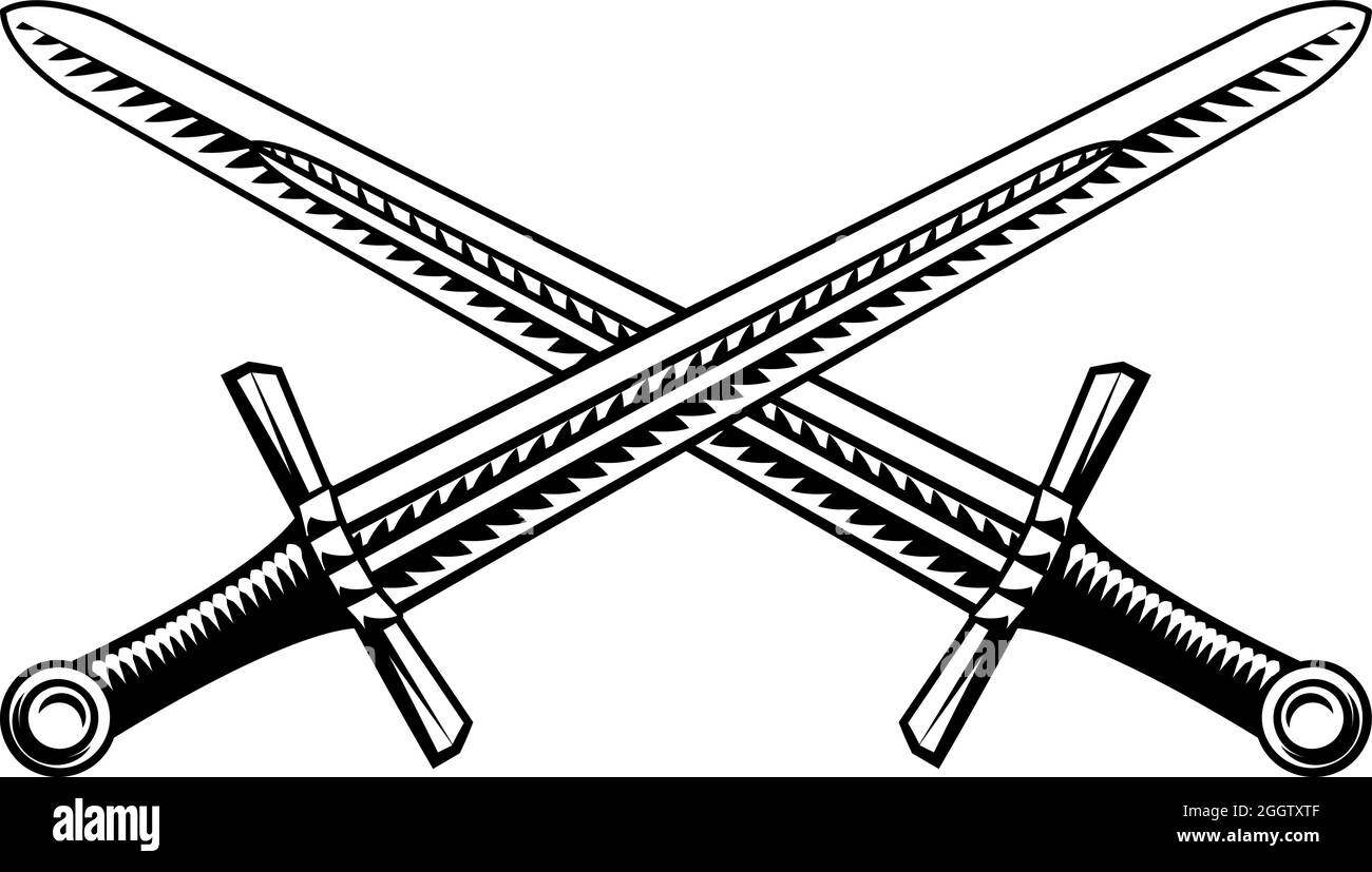 Crossed Swords Vintage Engraved Etching Woodcut Stock Vector Image ...
