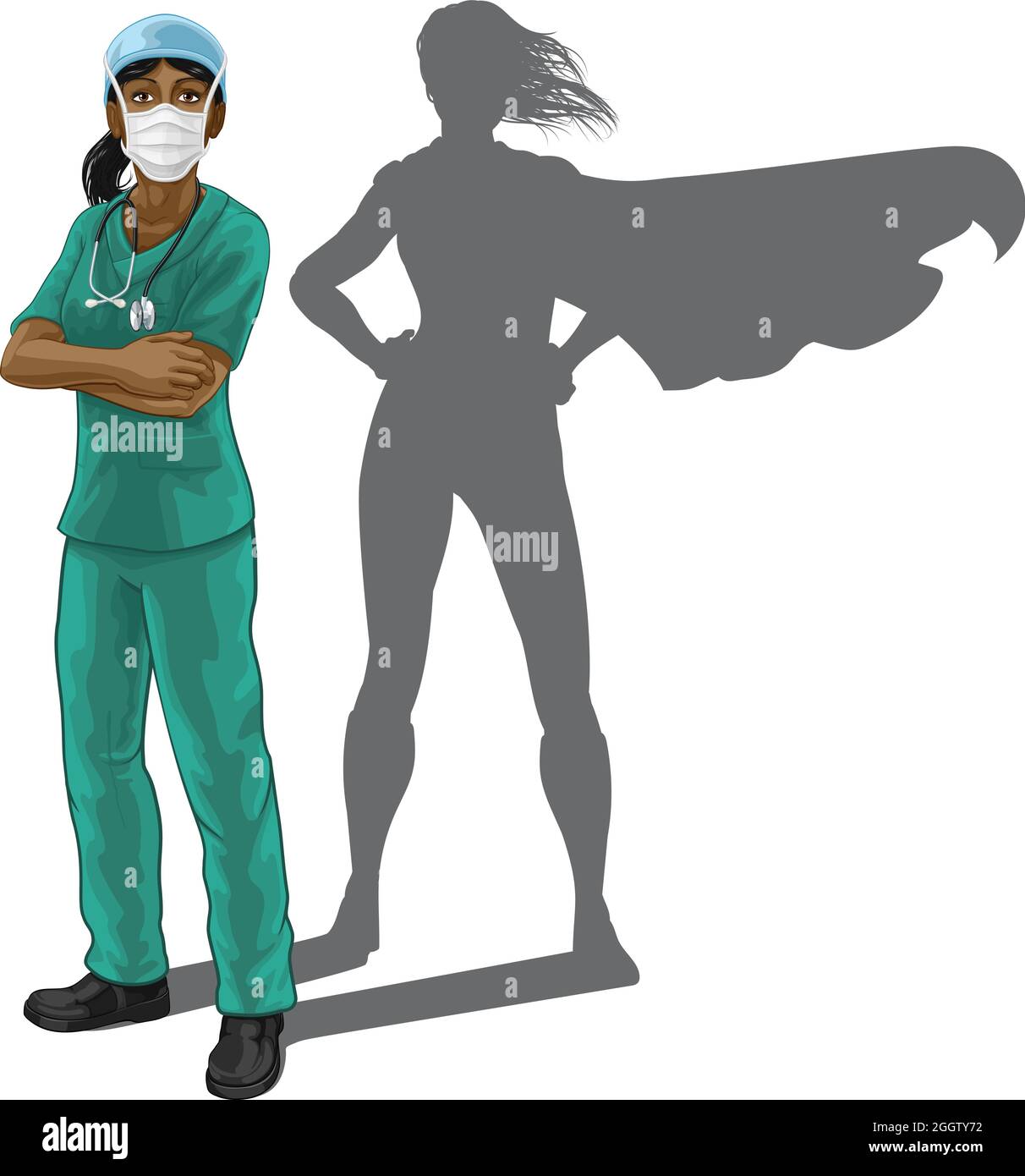 Superhero Nurse Doctor Woman Super Hero Shadow Stock Vector Image & Art ...