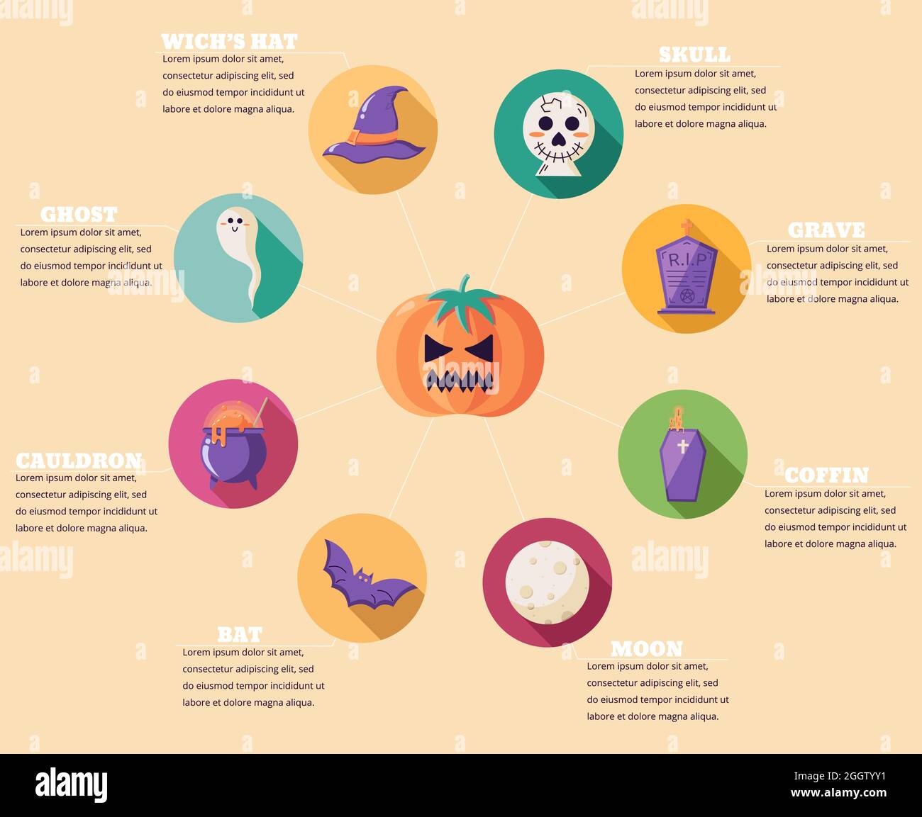 Halloween Concept Infographics. Flat Design Vector Illustration of ...