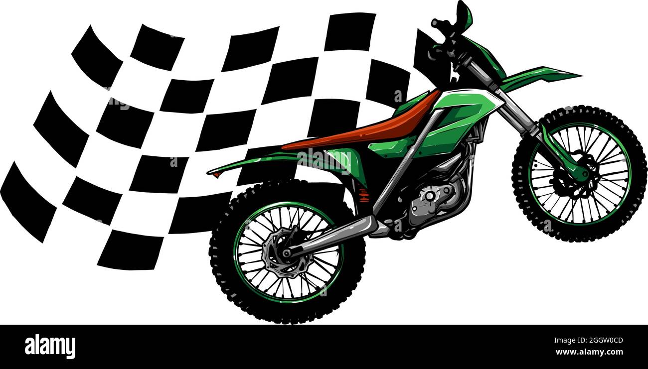 vector illustration of Motocross with race flag Stock Vector Image ...