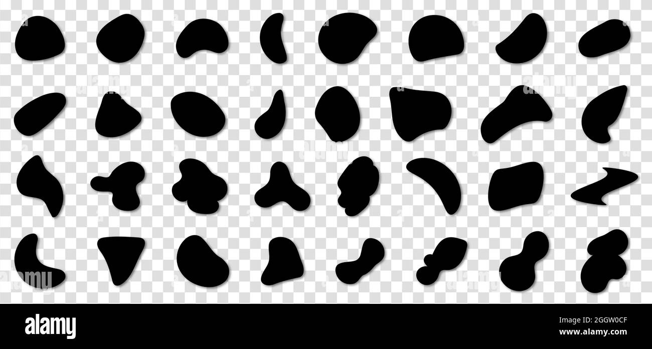 Random shapes set. Organic abstract black blobs of irregular shape. Vector collection isolated ...