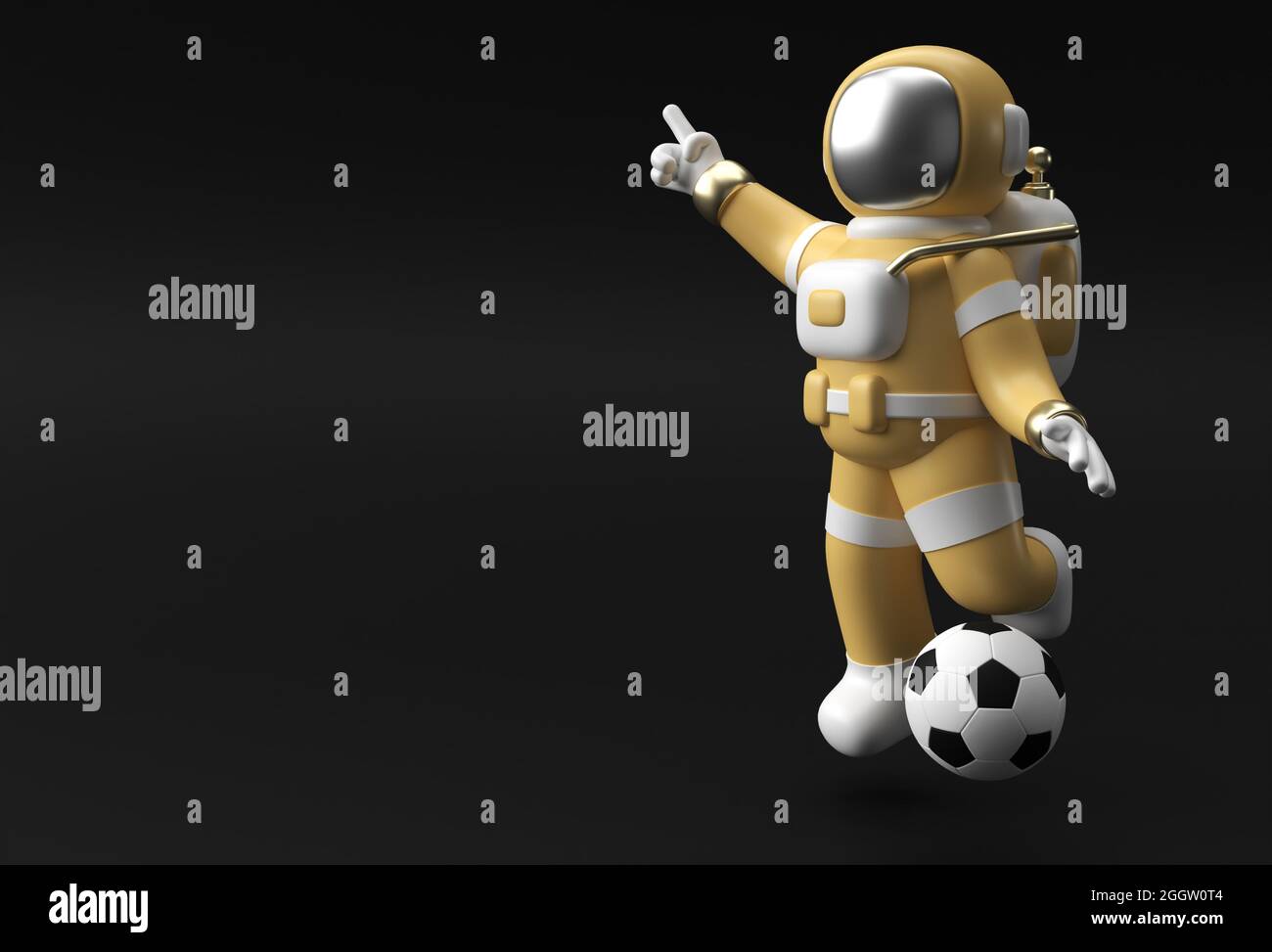 3d Render Spaceman Astronaut Hand Pointing Finger Gesture with Football ...