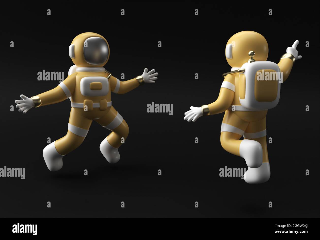 3d Render Astronaut Jumping in action 3d illustration Design Stock ...