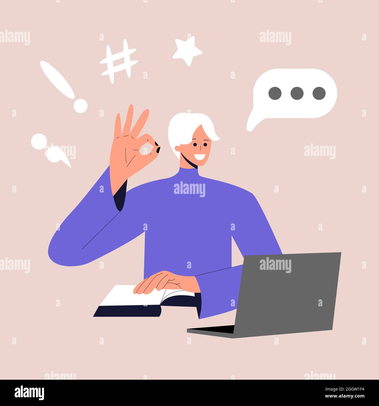 The girl works or studies at home. The female character communicates ...