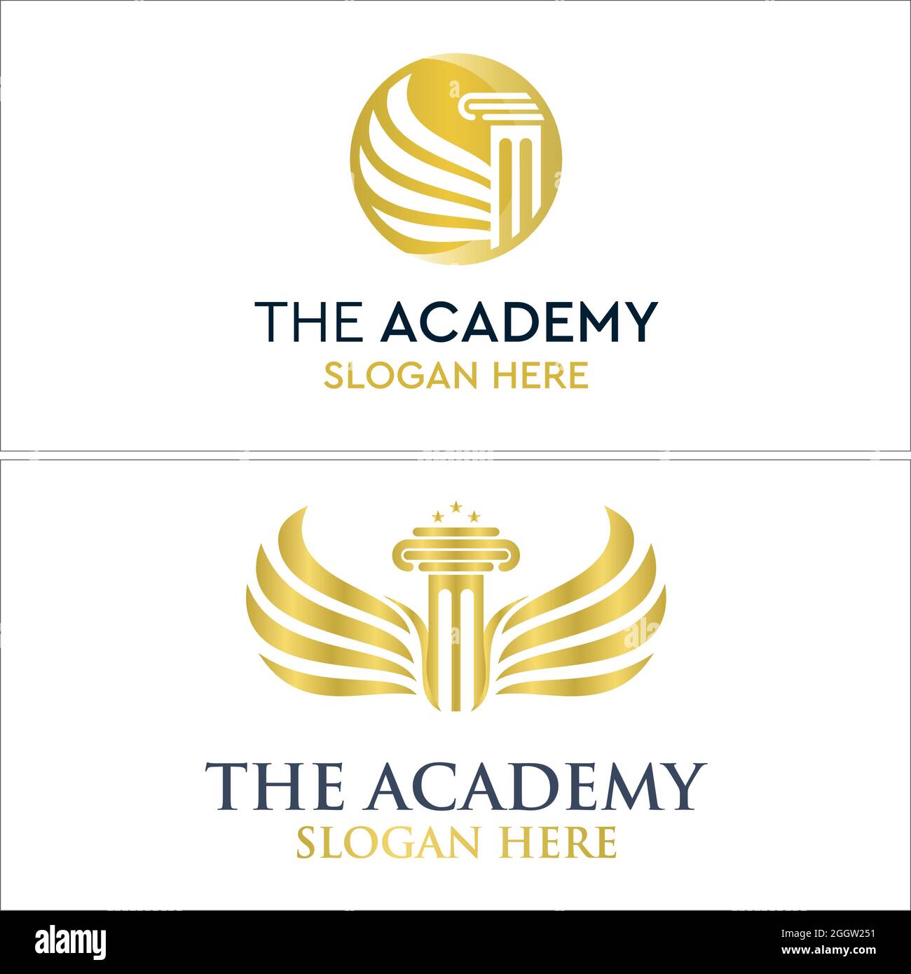 Academy attorney flaw pillar winged luxury logo design Stock Vector ...