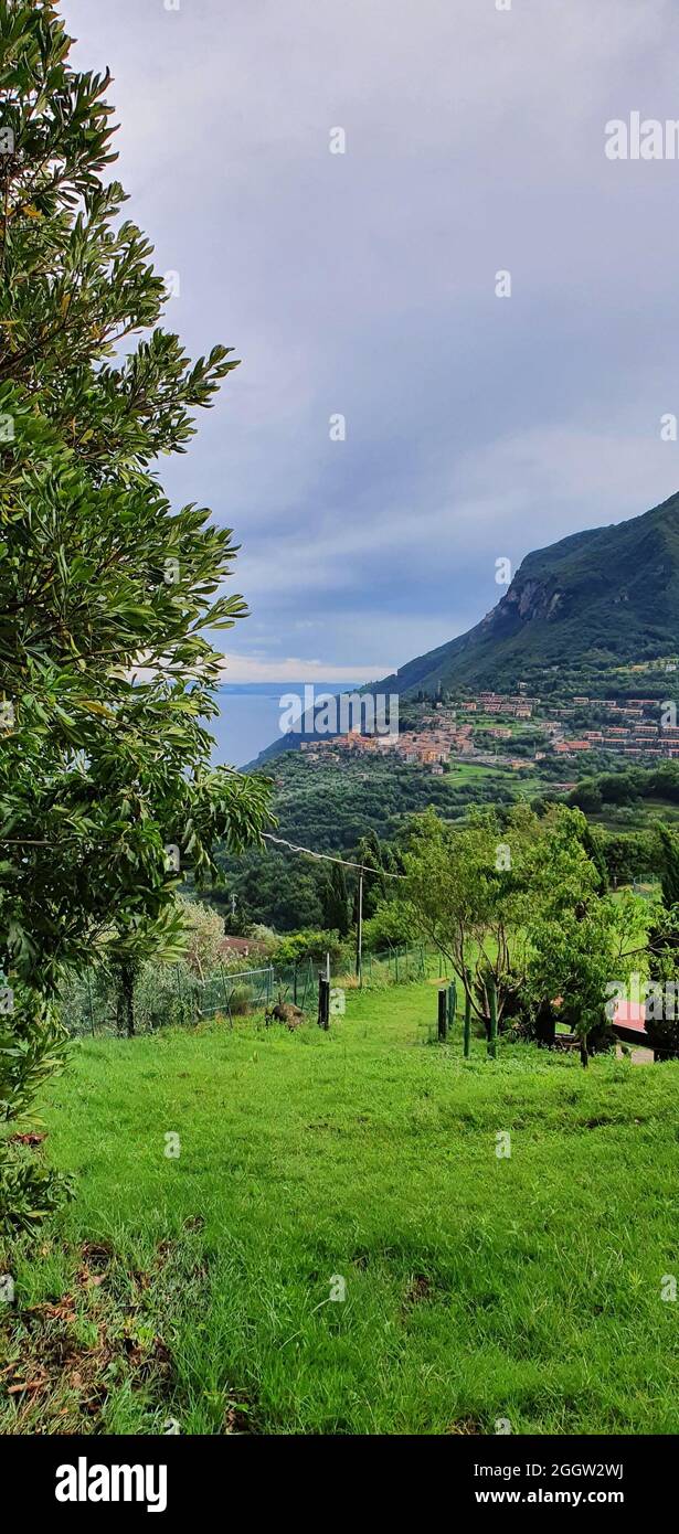 Tignale Italy Lake Garda August 2021 View of the mountains and Lake ...
