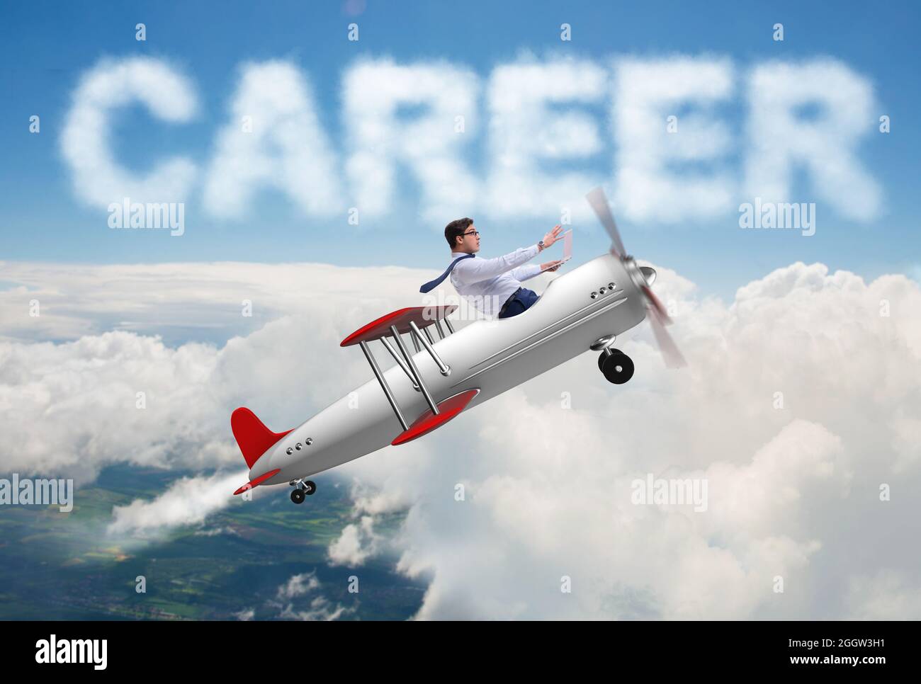 The businessman flying in career concept Stock Photo - Alamy