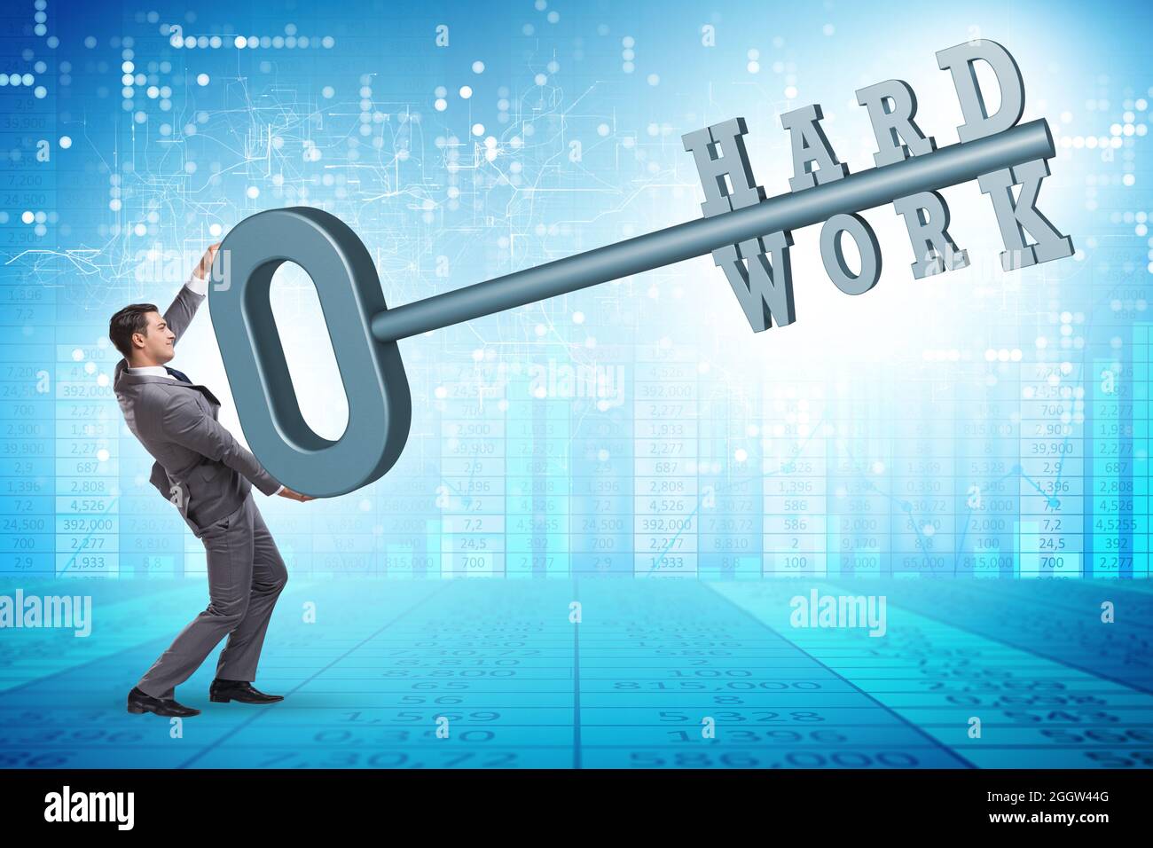 Concept of hard work with the key and businessman Stock Photo - Alamy