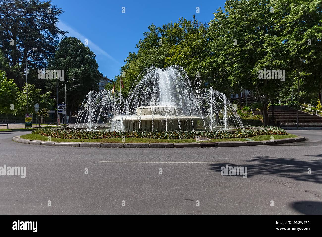 Viseu / Portugal - 05/08/2021 : Full view at the Rossio fountain, an ...