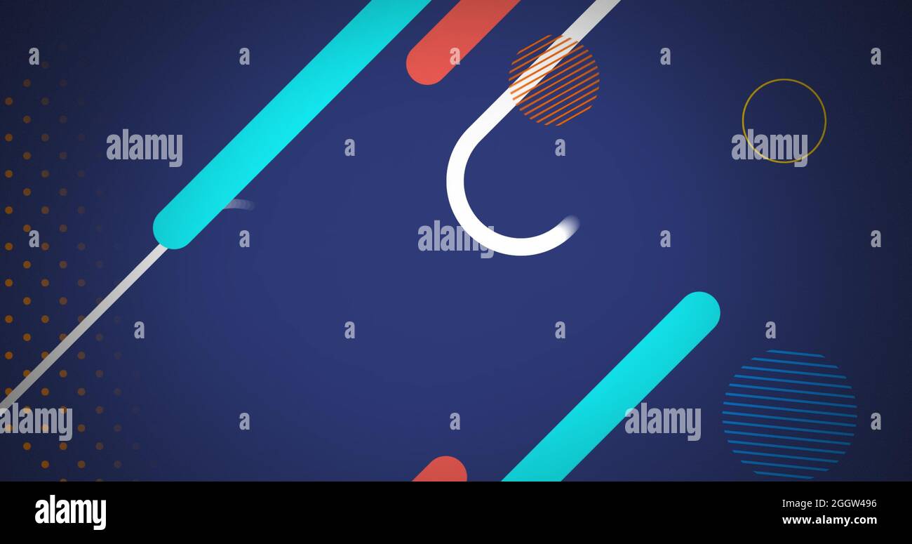 Multiple abstract shapes moving against blue background Stock Photo - Alamy