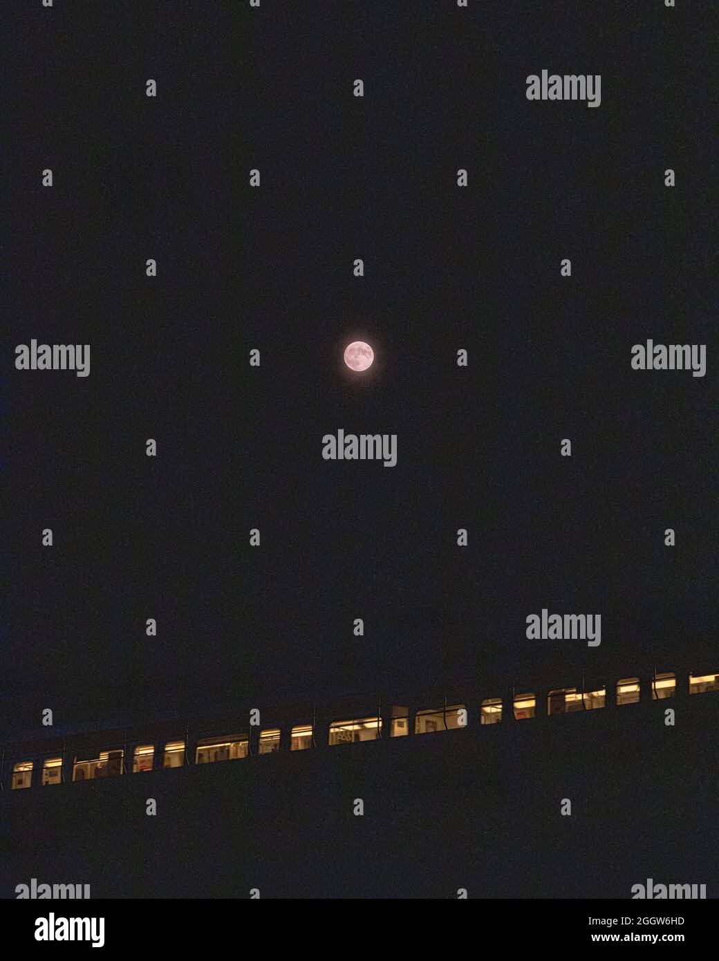 moon and train in night Stock Photo - Alamy