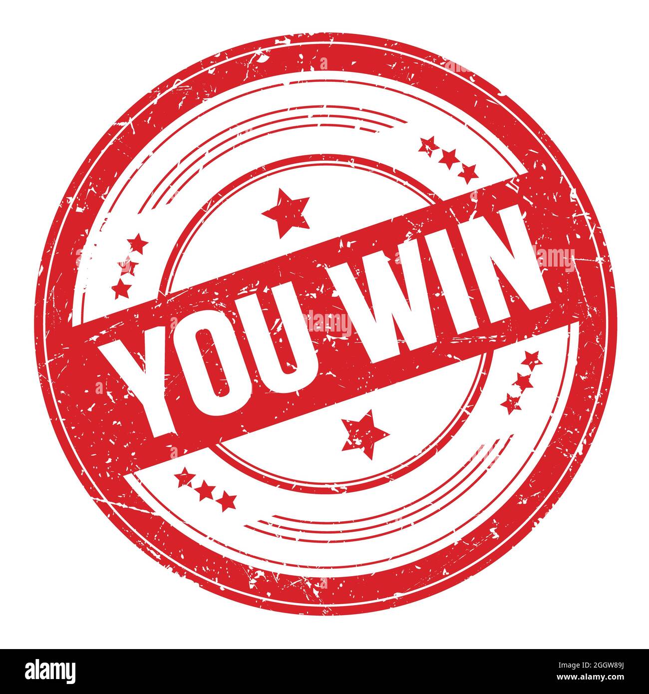 YOU WIN text on red round grungy texture stamp Stock Photo - Alamy
