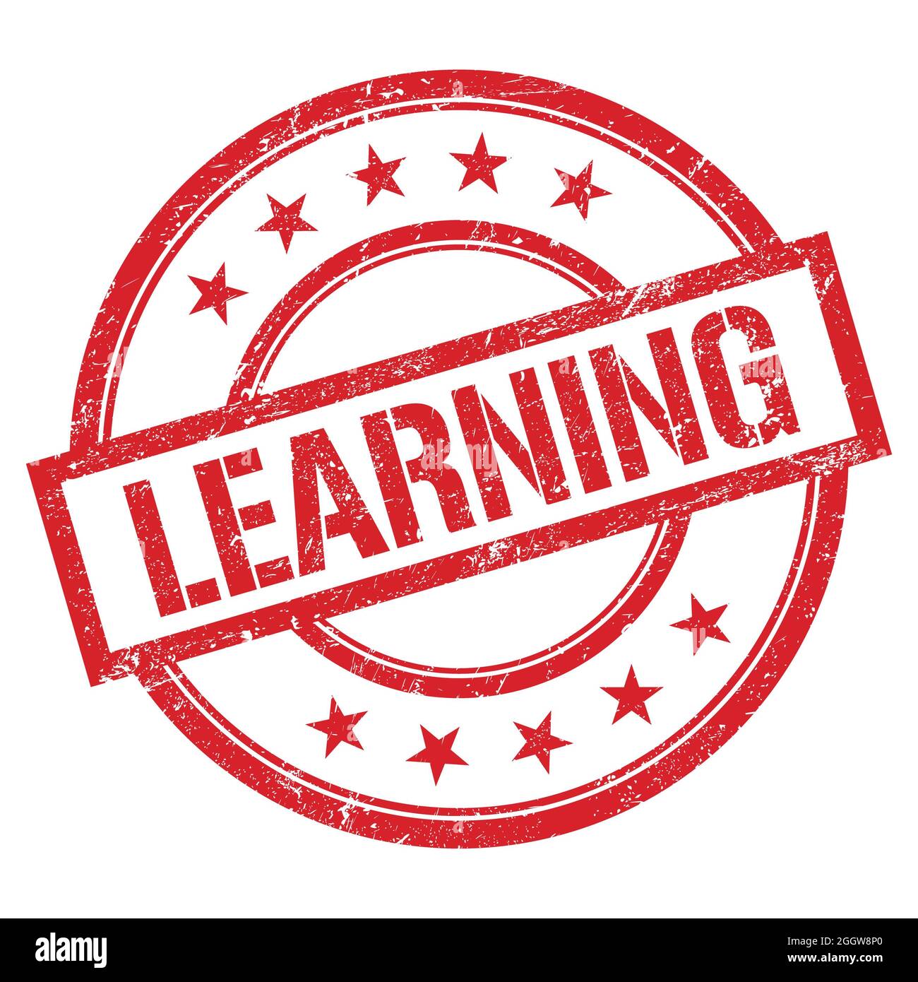 LEARNING text written on red round vintage rubber stamp Stock Photo - Alamy