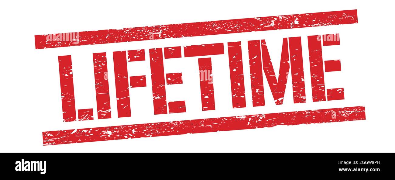 LIFETIME text on red grungy rectangle stamp sign Stock Photo - Alamy