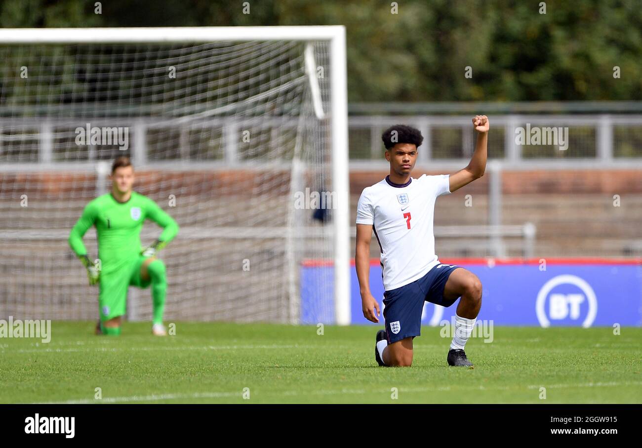 England's Jadel Katongo takes a knee during the international friendly ...