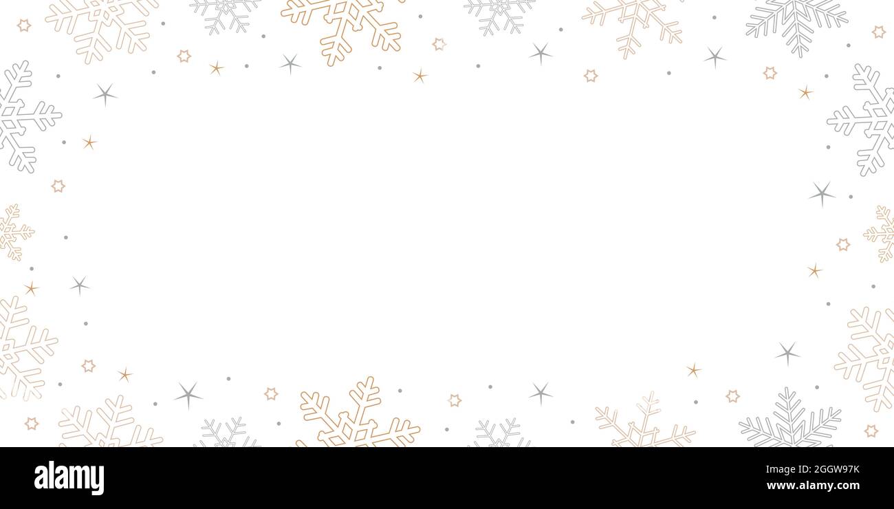 gold and silver christmas snowflake border on white background Stock ...