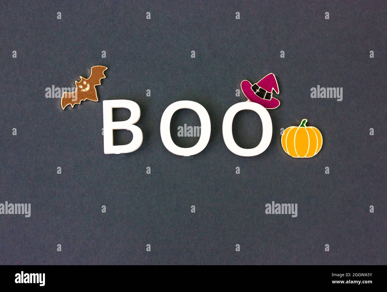 Boo word scary on gray background. Happy Halloween holiday creative ...