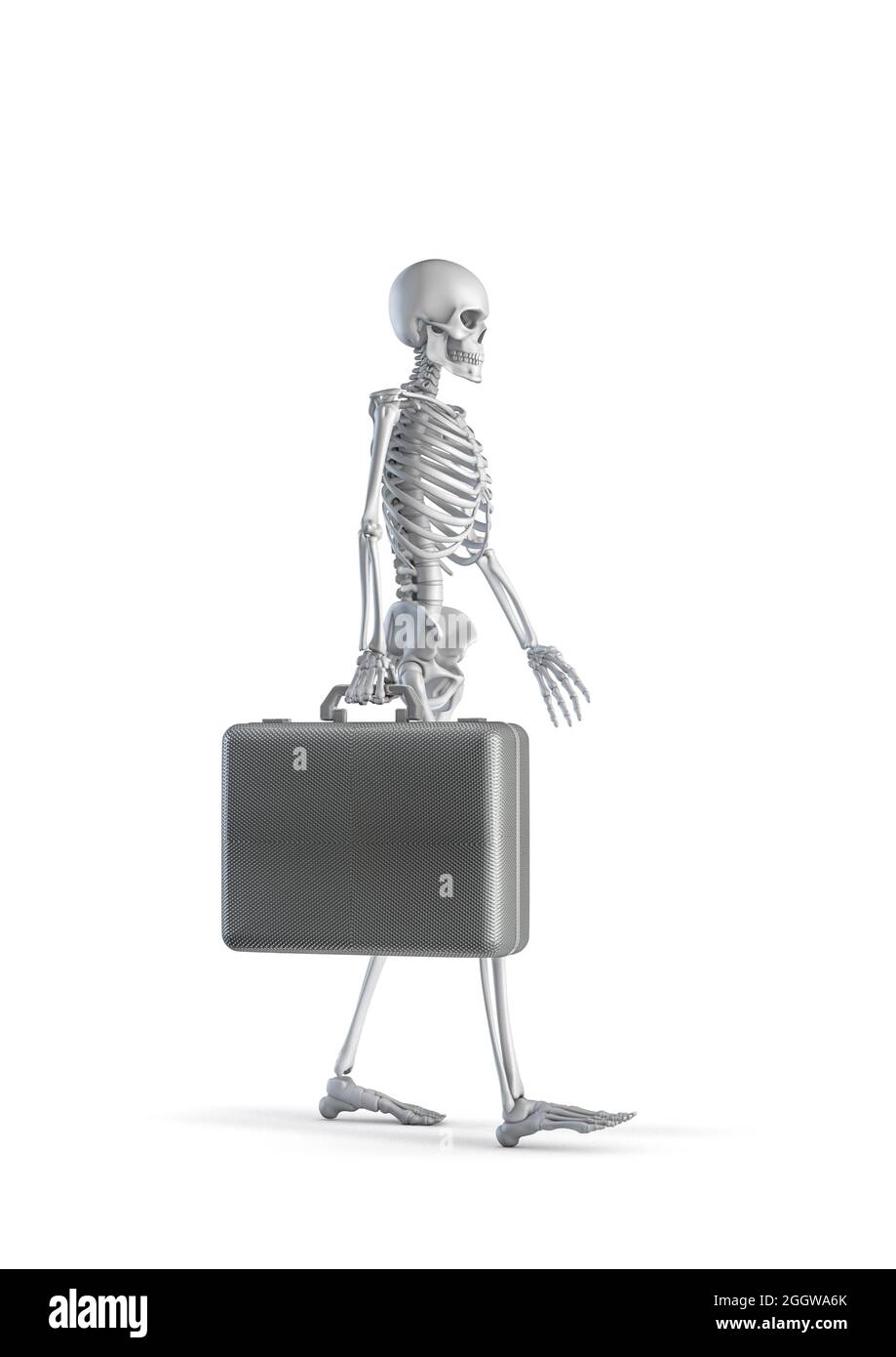 Skeleton with suitcase - 3D illustration of male human skeleton figure ...