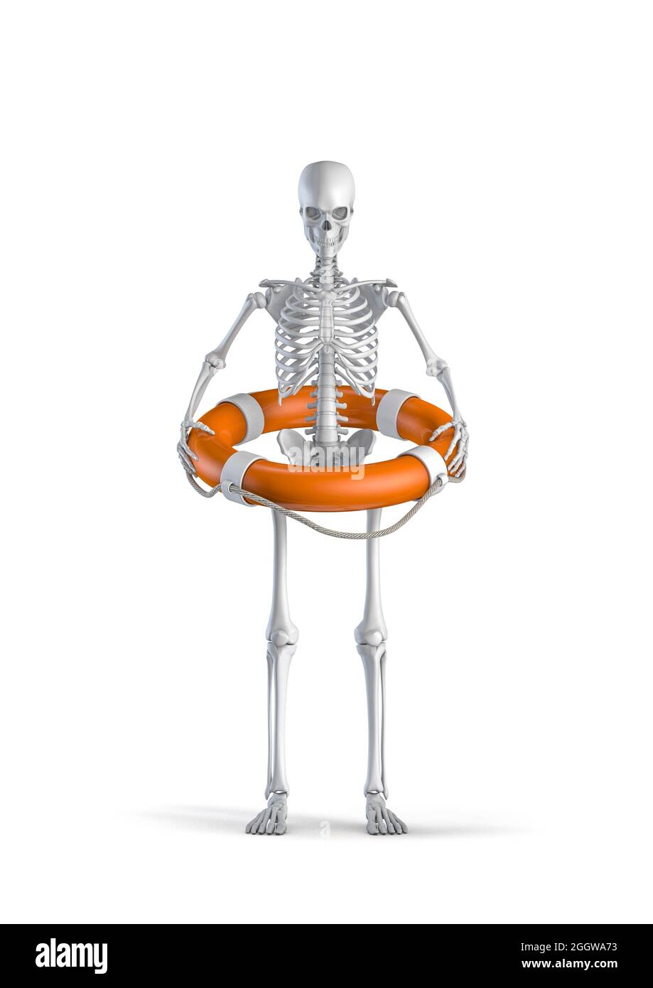 Skeleton needs rescue - 3D illustration of male human skeleton figure ...