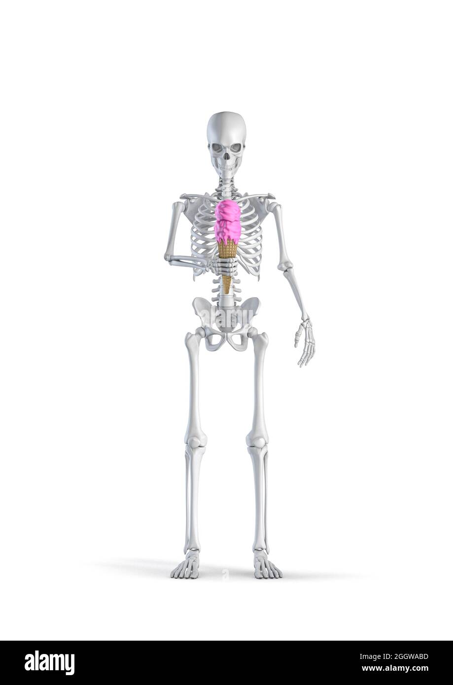 Skeleton with ice cream - 3D illustration of male human skeleton figure ...