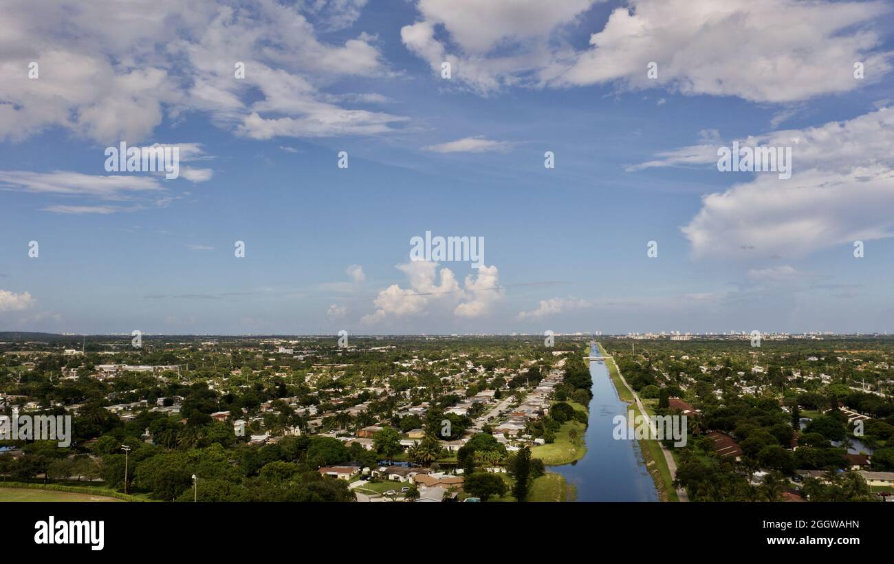 Aerial landscape of a river flowing through Florida in daylight Stock ...