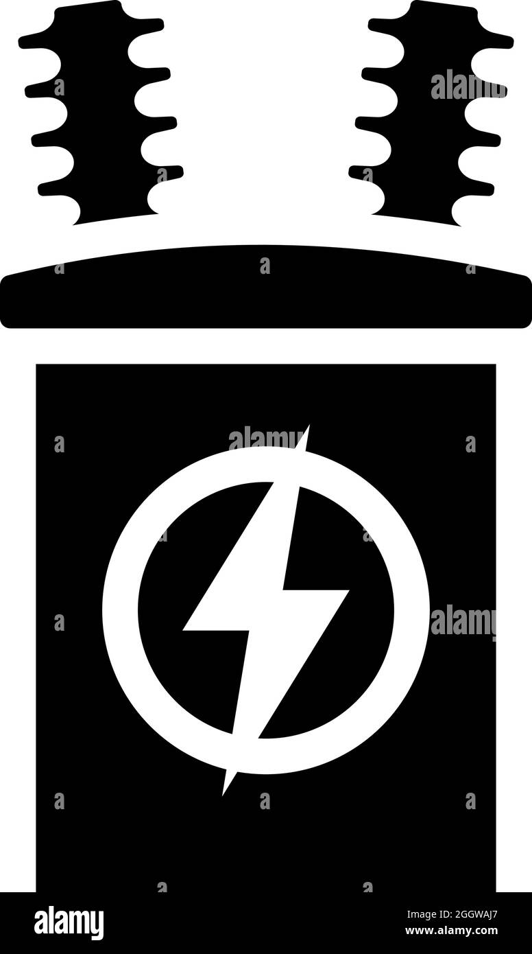 Electric Transformer Icon. Black Stencil Design. Vector Illustration ...