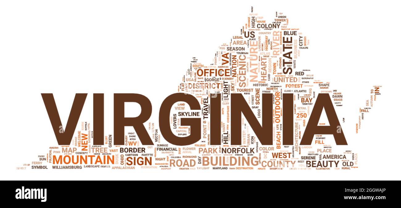 Virginia word cloud concept on white background, 3d rendering Stock ...