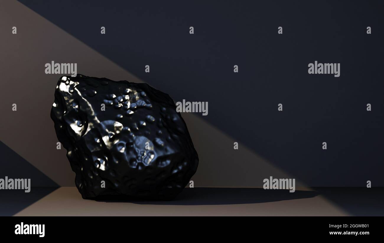 black stone with a ray of light. 3d rendering Stock Photo - Alamy