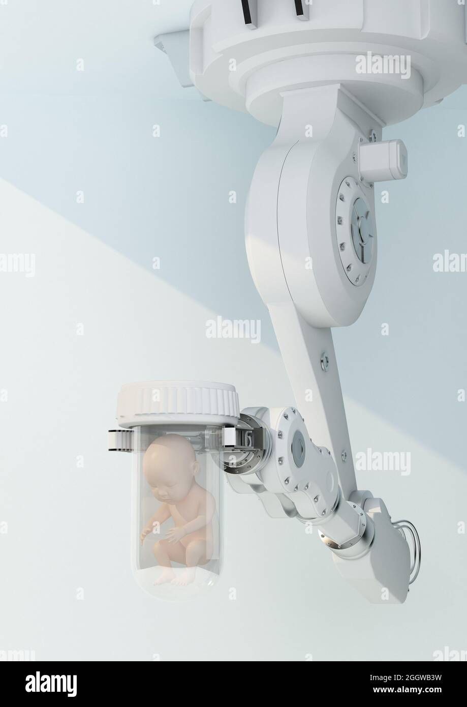 robotic arm holds capsule with an embryo. 3d rendering Stock Photo - Alamy
