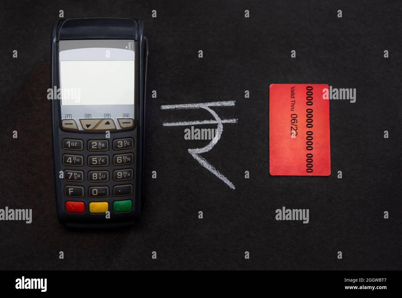Indian rupee sign,Credit card and Swipe machine together in a frame ...