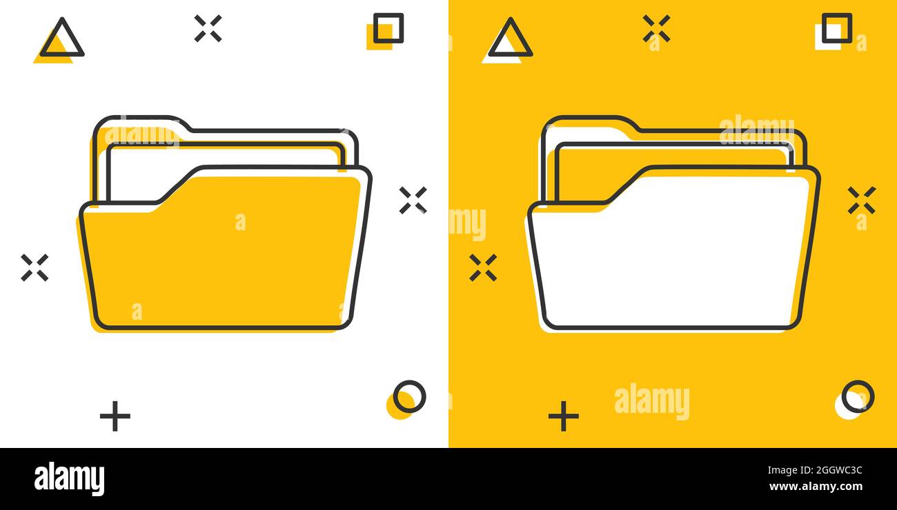 File folder icon in comic style. Documents archive vector cartoon ...