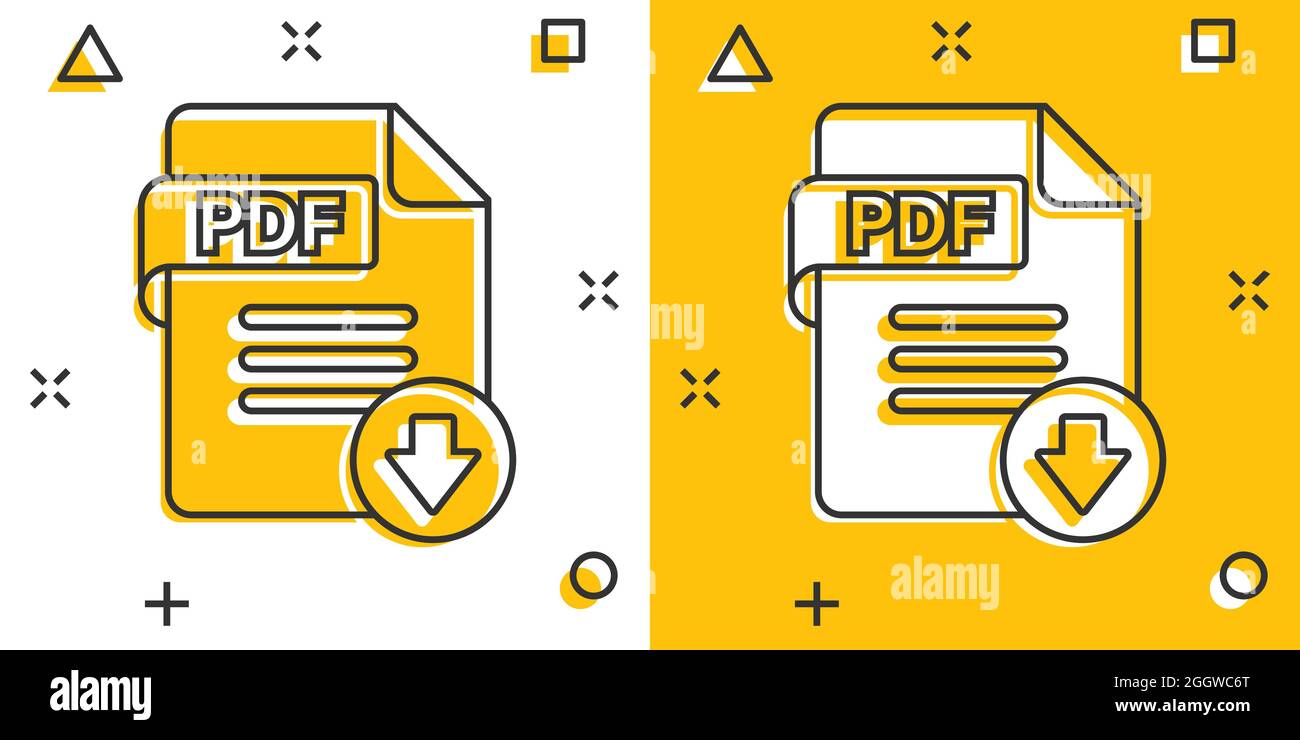 Pdf icon in comic style. Document text vector cartoon illustration on ...