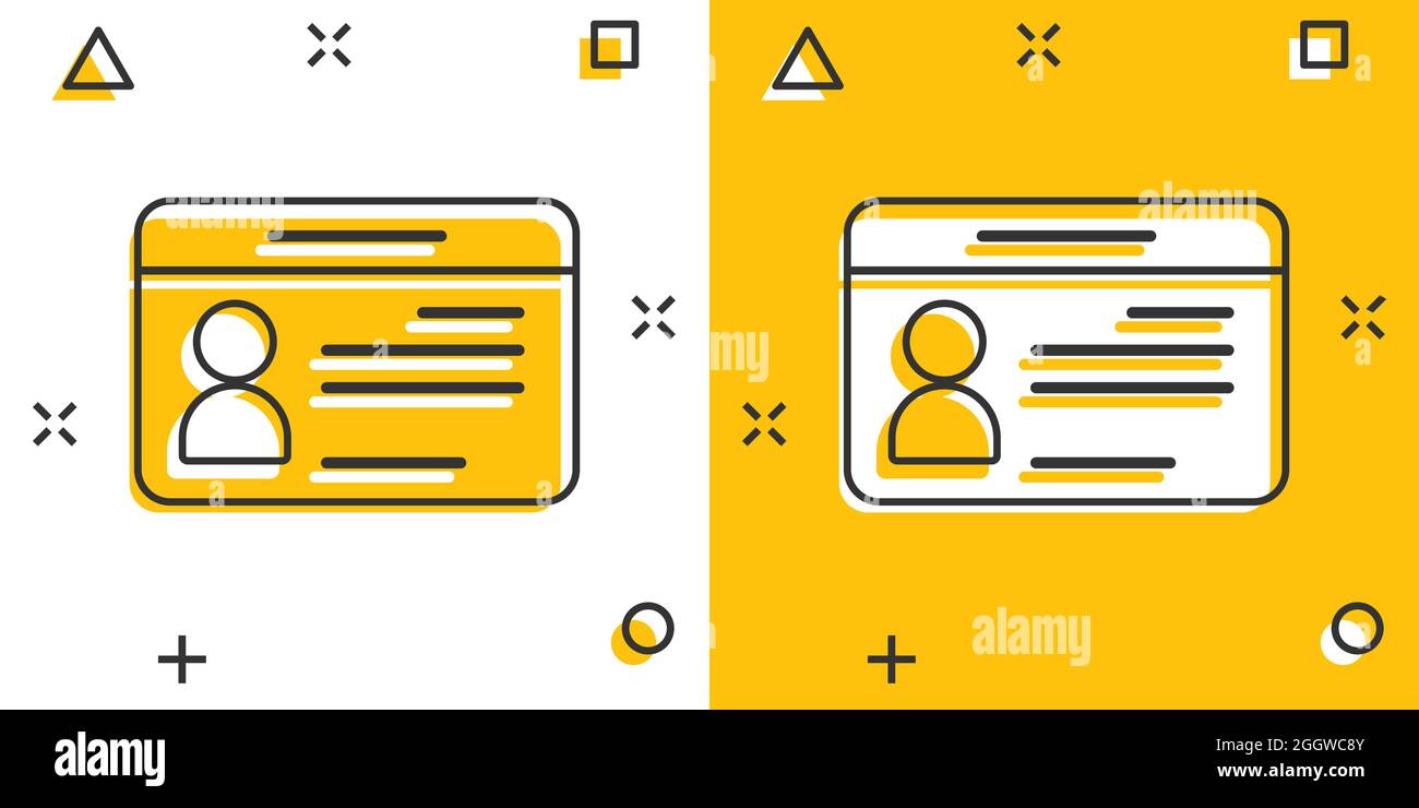 Id card icon in comic style. Identity tag vector cartoon illustration ...