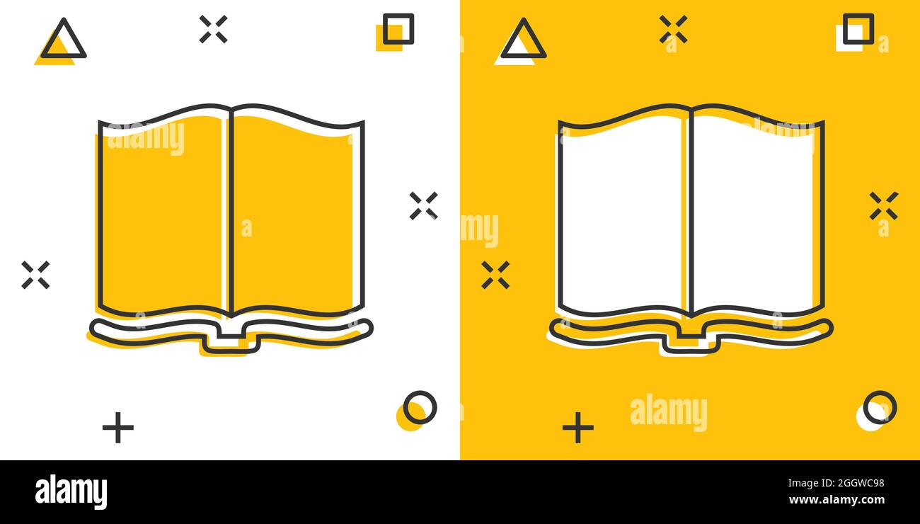 Open book icon in comic style. Literature vector cartoon illustration ...
