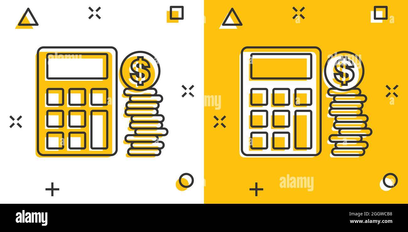 Money calculation icon in comic style. Budget banking vector cartoon ...
