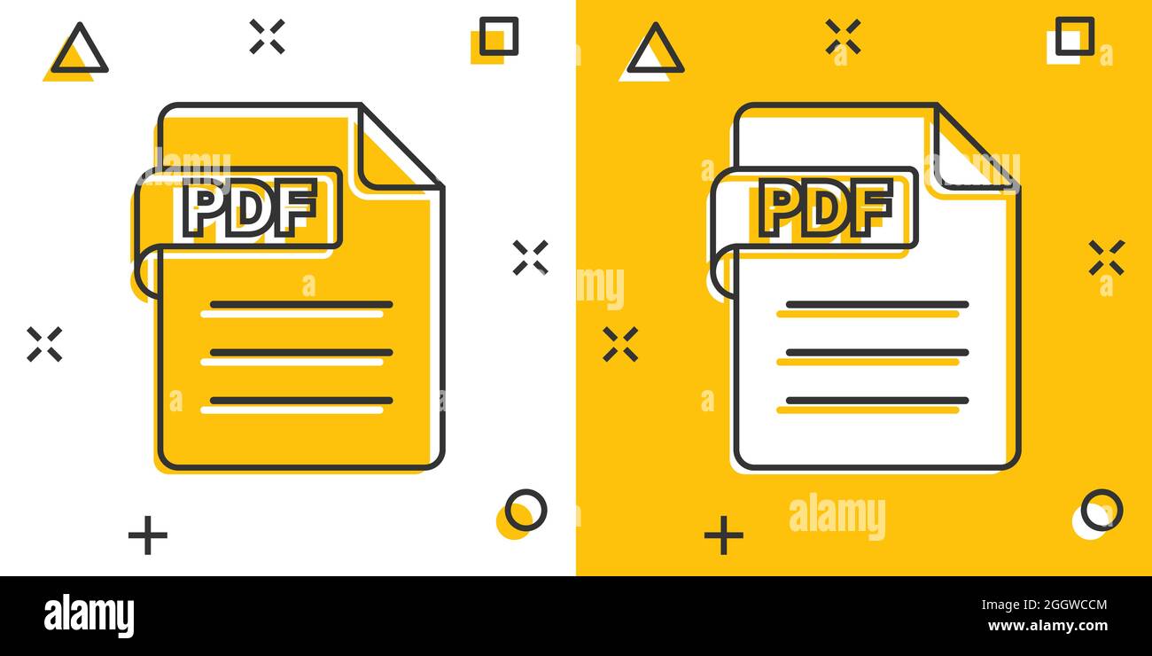 Pdf icon in comic style. Document text vector cartoon illustration on ...