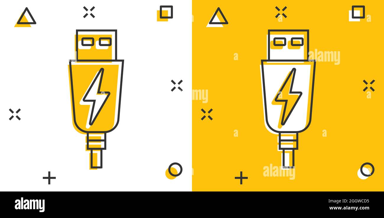 Usb drive icon in comic style. Flash disk vector cartoon illustration ...