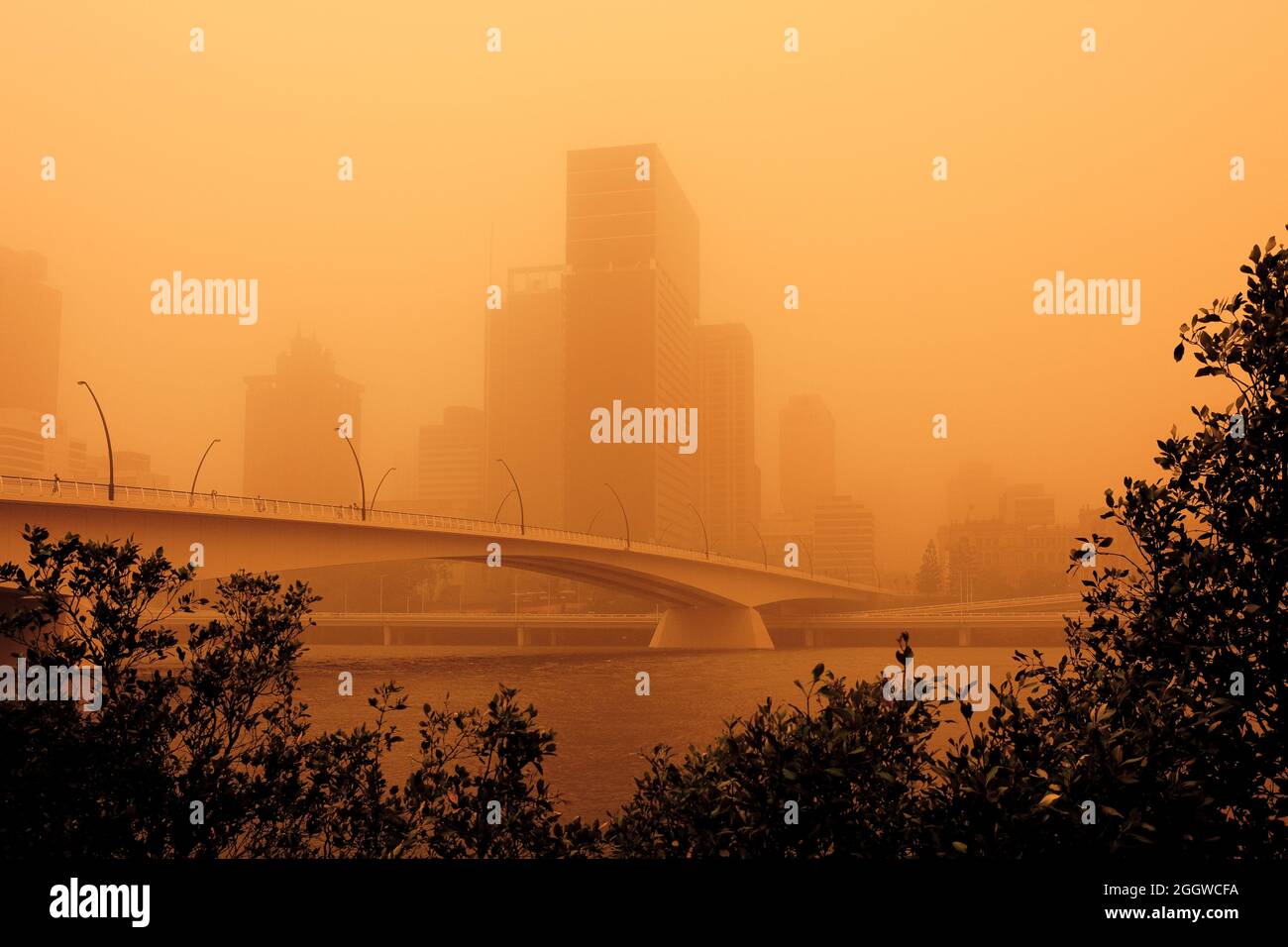 BRISBANE, AUSTRALIA - Sep 23, 2009: The dust storm hits Brisbane City ...