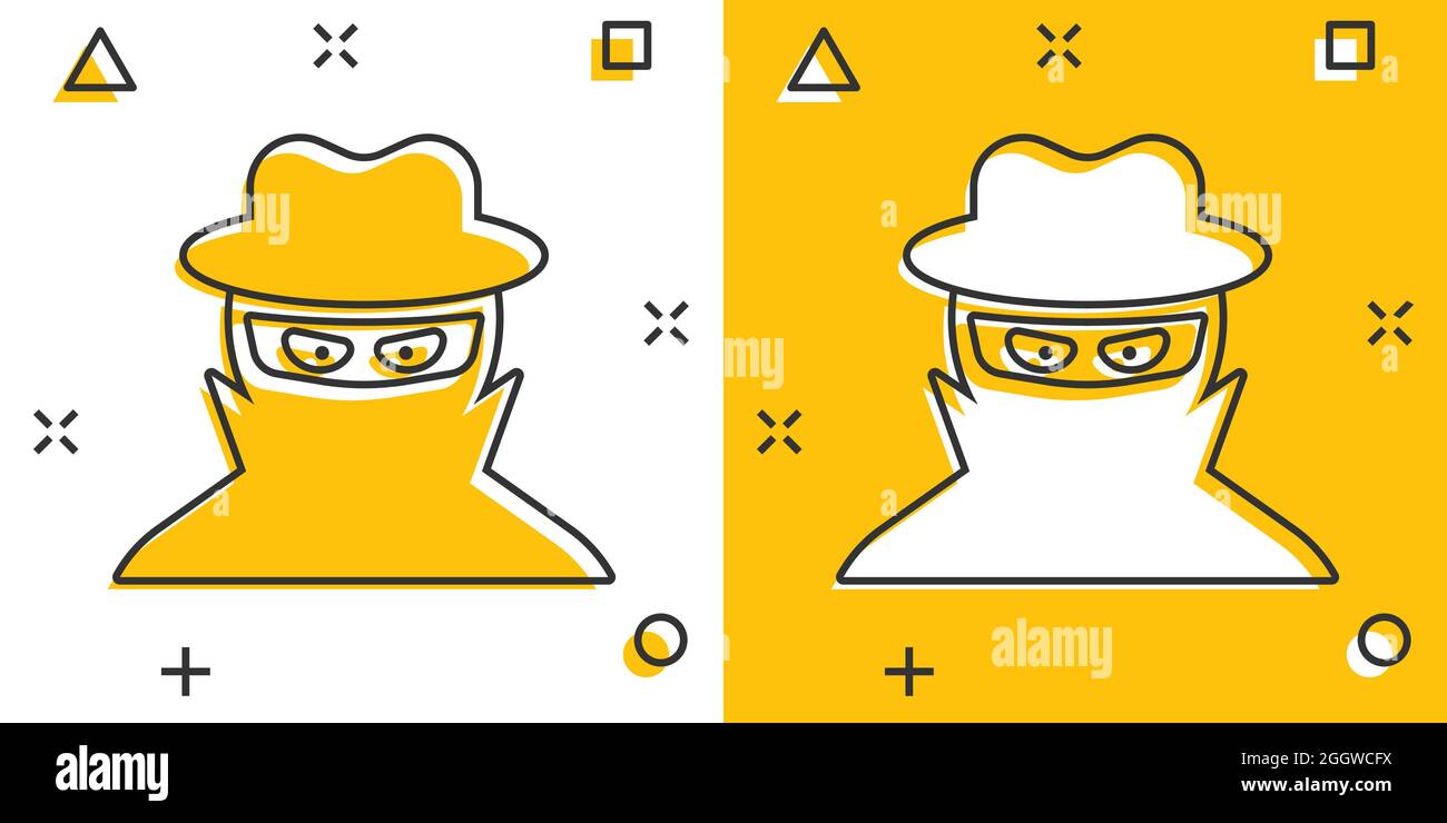 Fraud hacker icon in comic style. Spy cartoon vector illustration on ...