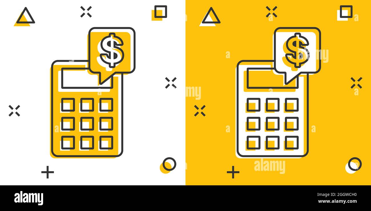 Money calculation icon in comic style. Budget banking vector cartoon ...