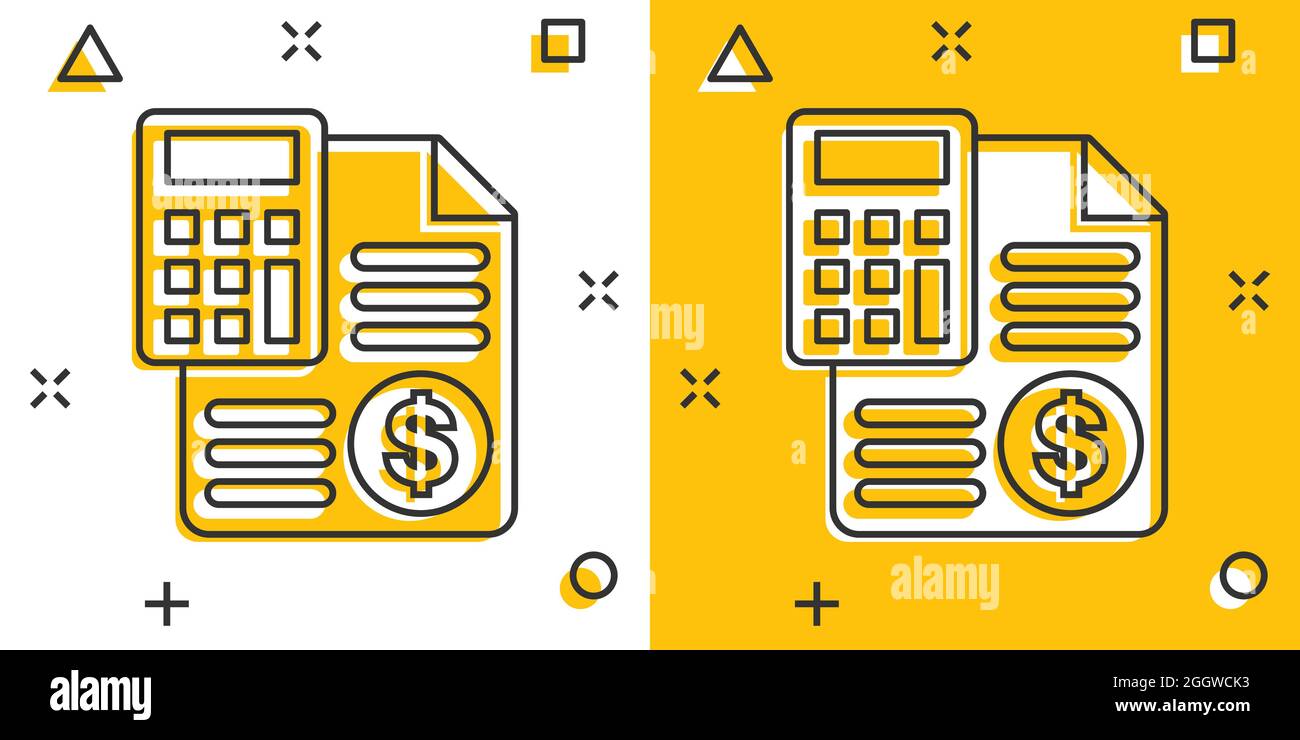 Money calculation icon in comic style. Budget banking vector cartoon ...
