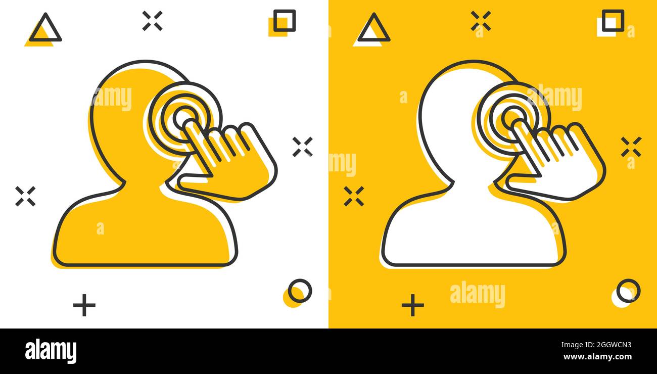 Mind awareness icon in comic style. Idea human cartoon vector ...
