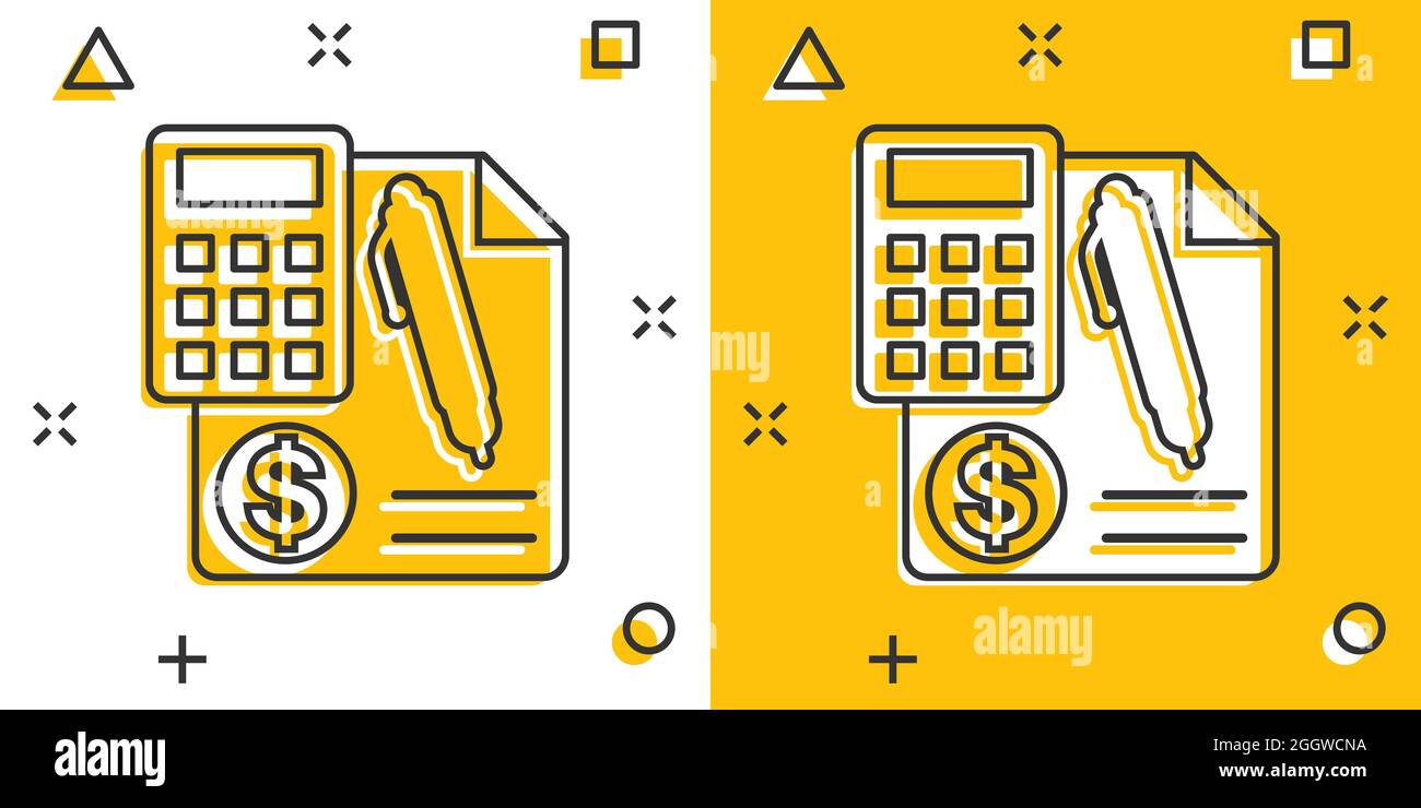 Money calculation icon in comic style. Budget banking vector cartoon ...
