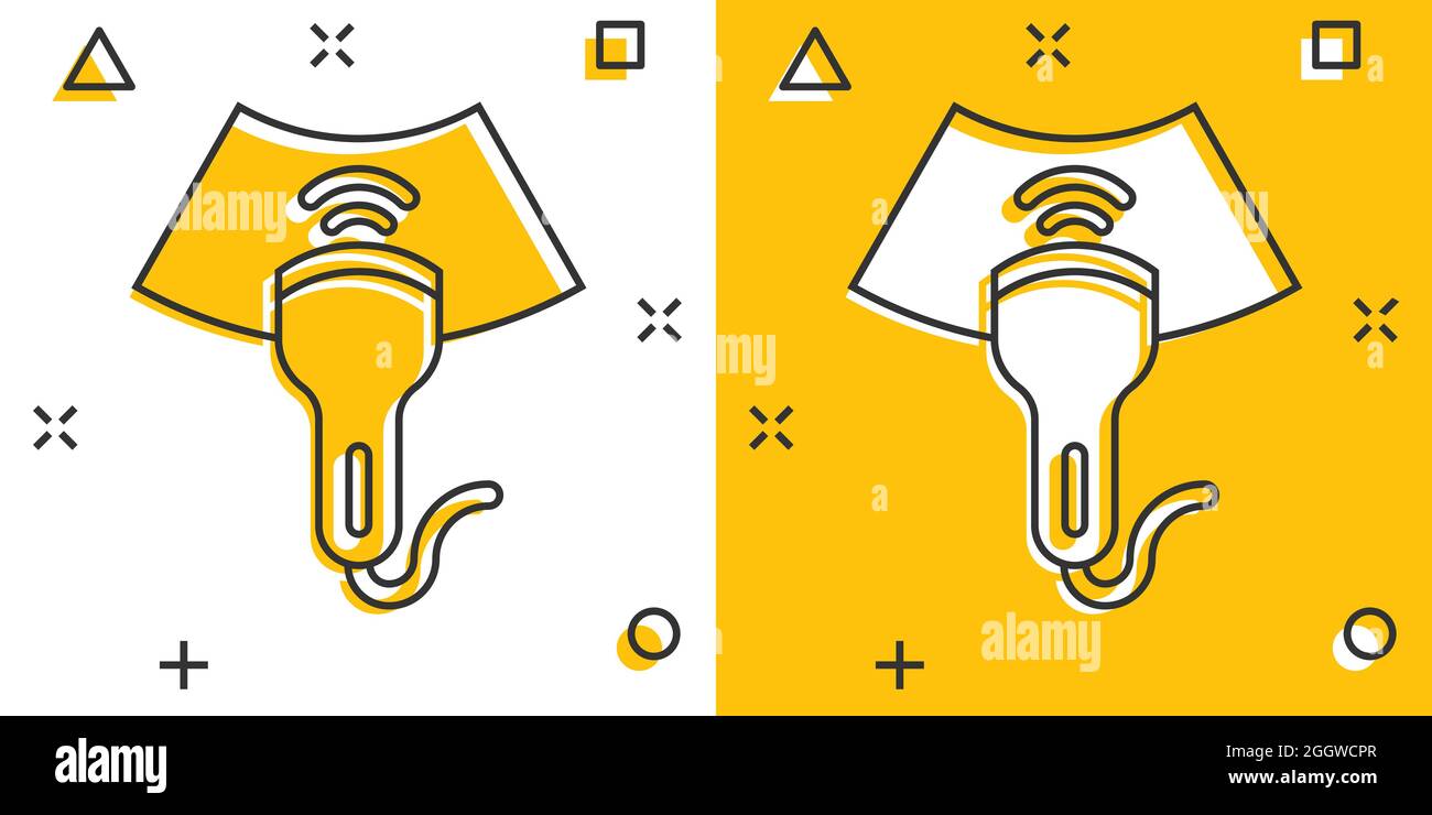 Ultrasound icon in comic style. Scanner equipment cartoon vector ...