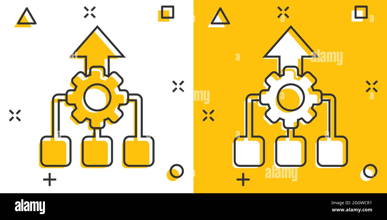 Improvement icon in comic style. Gear project cartoon vector ...